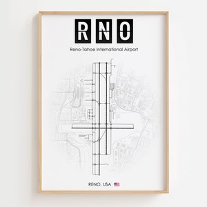 Reno-tahoe Airport Poster, USA Airport Print Minimalistic, Gift Decor ...