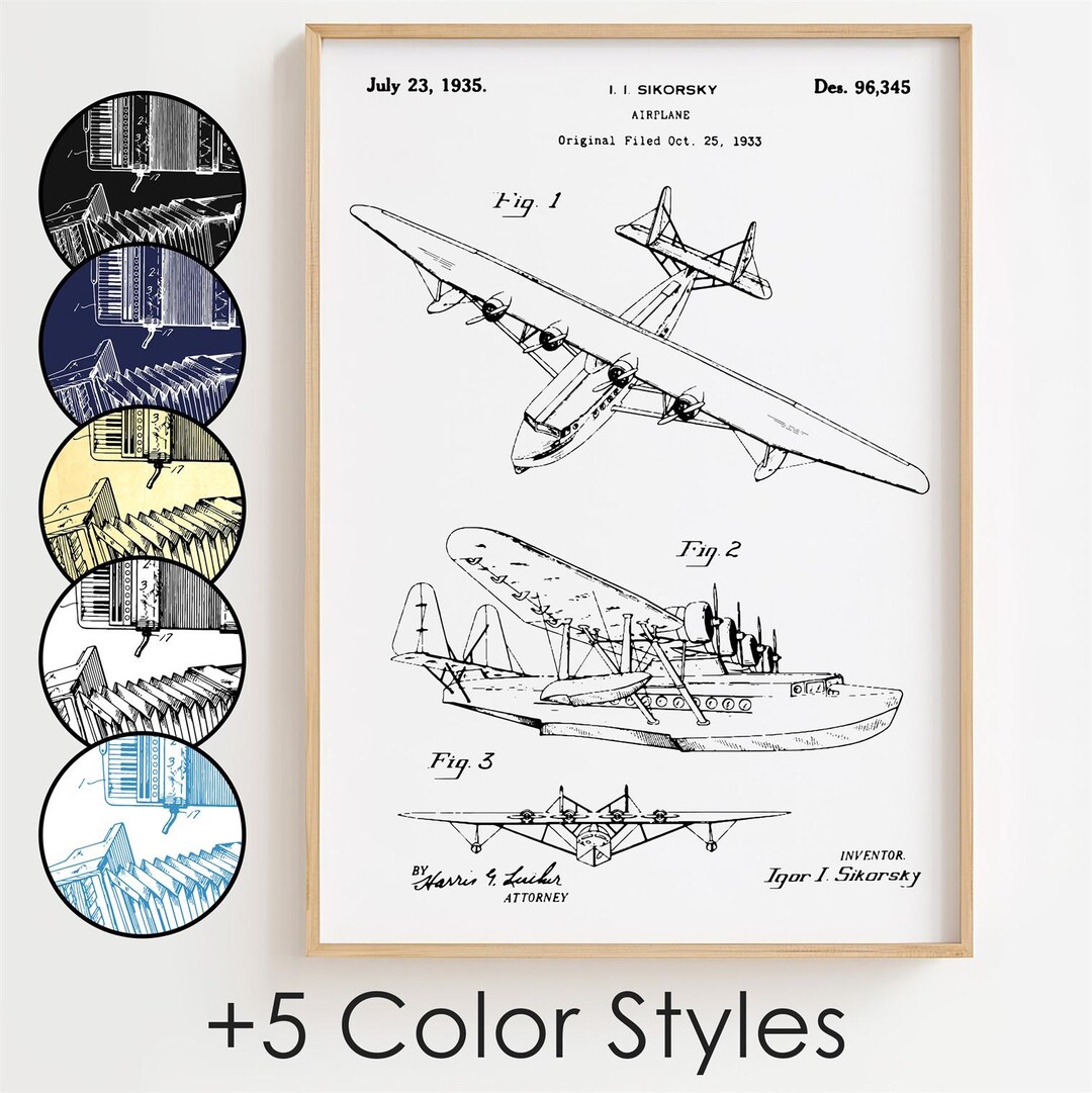 Seaplane Blueprint Poster, Seaplane Patent Wall Art Minimalistic, Gift ...