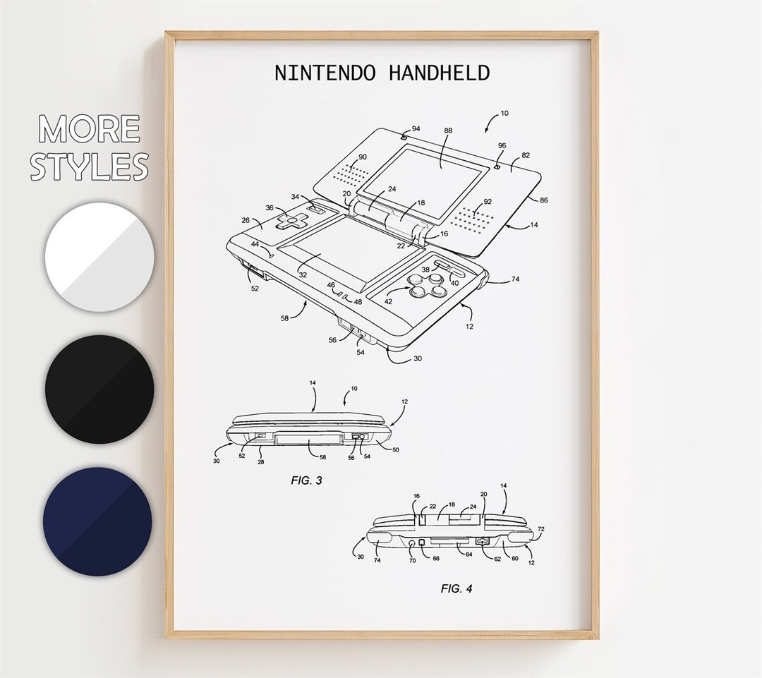 Nintendo Handheld Blueprint Poster, Patent Wall Art Minimalistic, Gift ...
