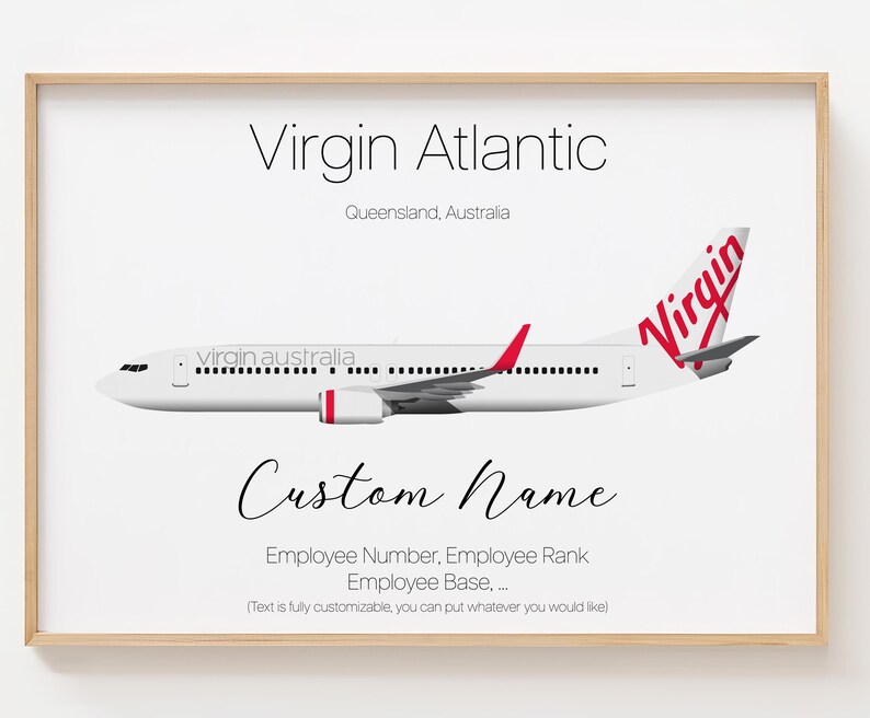 Virgin Australia Poster, Virgin Australia Print Custom Minimalistic ...