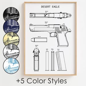 Desert Eagle Blueprint Poster, Desert Eagle Patent Wall Art ...