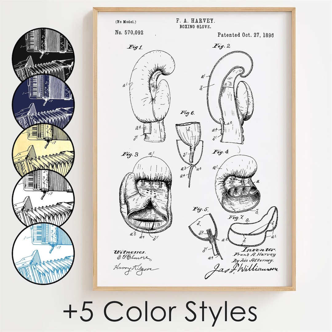 Boxing Glove Blueprint Poster, Boxing Glove Patent Wall Art ...