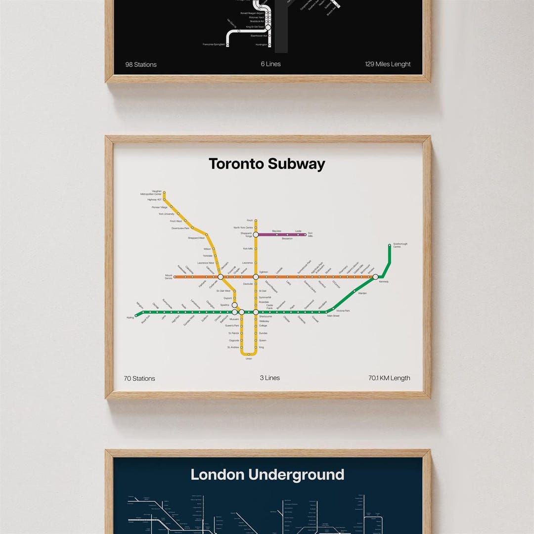 Toronto Subway Poster, Subway Print Minimalistic, Wall Art Gift Decor ...