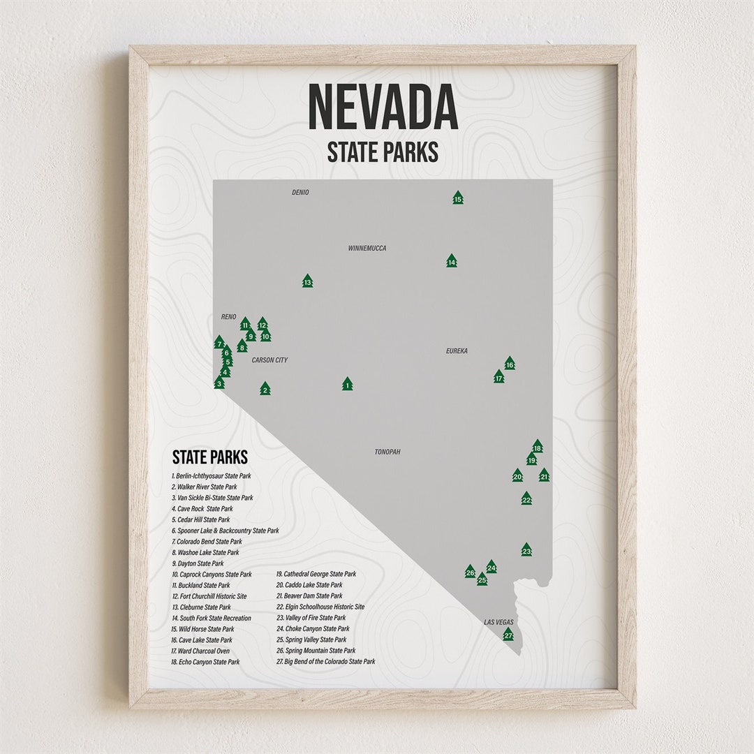 Nevada State Parks Print, Nevada Art Minimalistic, Gift Decor [UNFRAMED ...