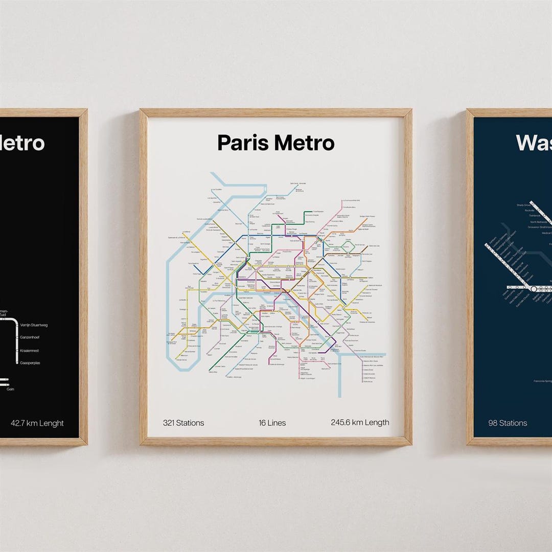 Paris Metro Poster, Subway Print Minimalistic, Wall Art Gift Decor ...