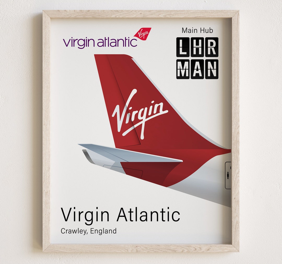 Virgin Atlantic Poster, Virgin Atlantic Print Tailplane Minimalistic ...