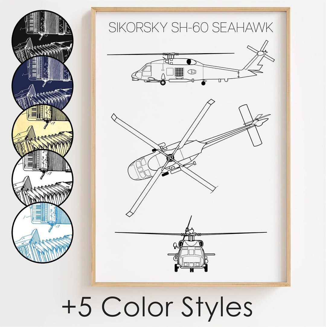 Sikorsky SH-60 Seahawk Blueprint Poster, Sikorsky SH-60 Seahawk Patent ...