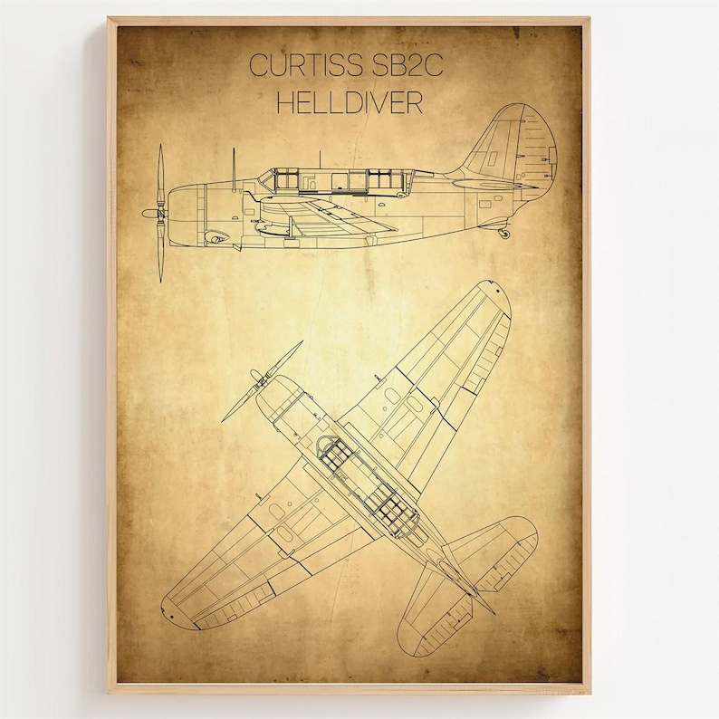 Curtiss SB2C Helldiver Blueprint Poster, Curtiss SB2C Helldiver Patent ...