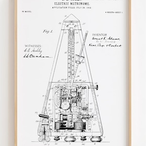 Electric Metronome Blueprint Poster, Electric Metronome Patent Wall Art ...