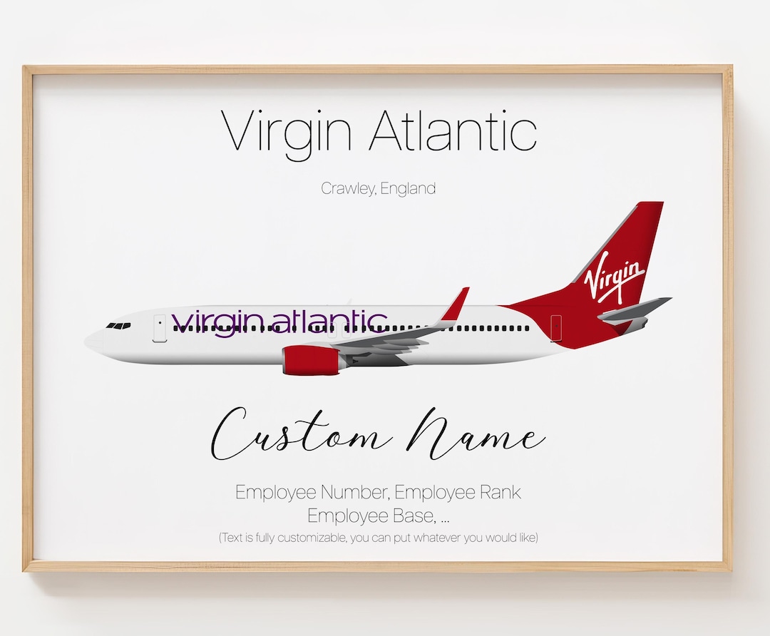 Virgin Atlantic Poster, Virgin Atlantic Print Custom Minimalistic ...