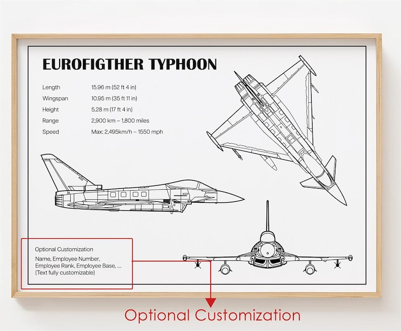 Eurofighter Typhoon Poster, Eurofighter Typhoon Print Custom Airplane ...