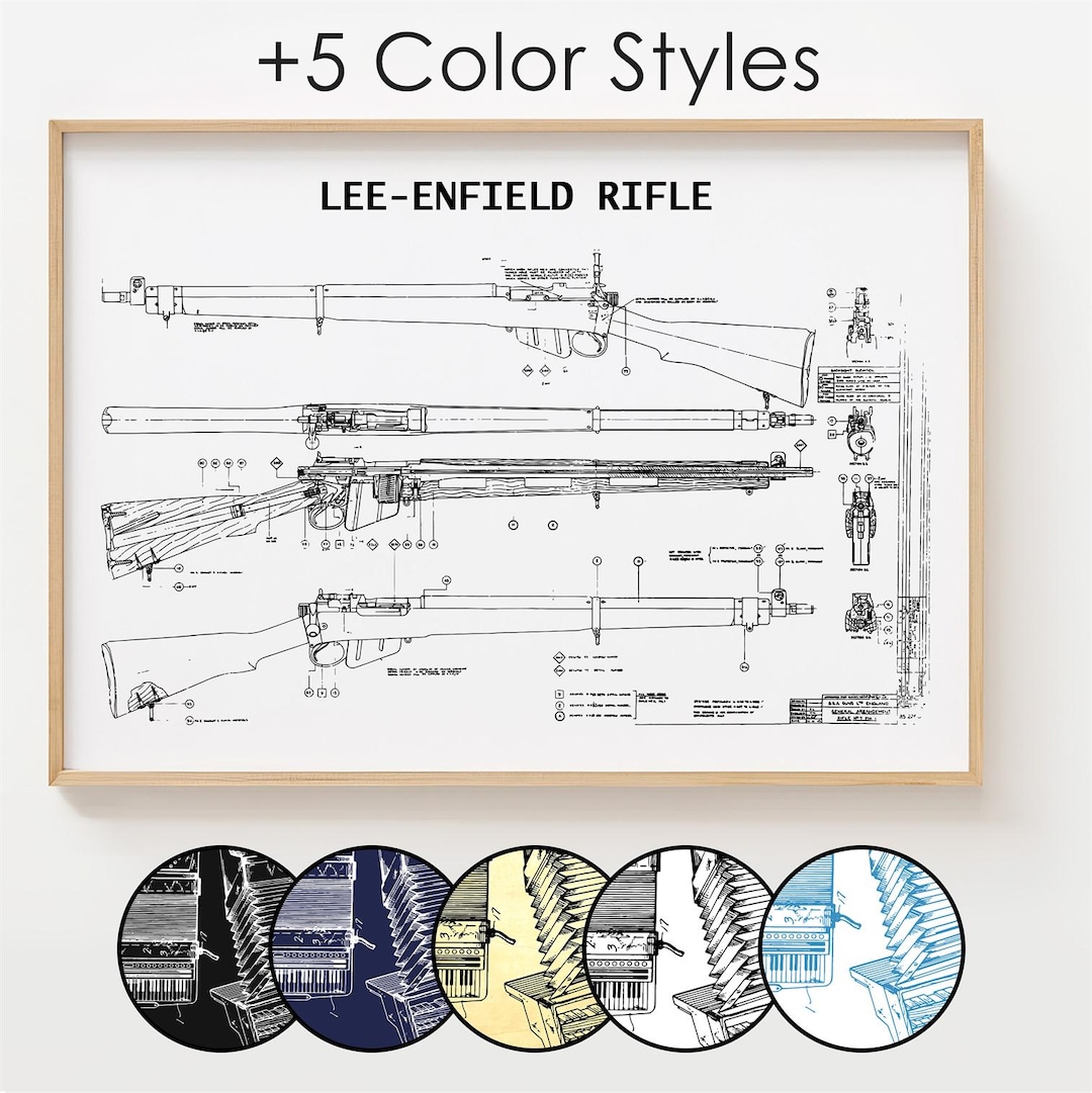 Lee-enfield Rifle Blueprint Poster, Lee-enfield Rifle Patent Wall Art ...