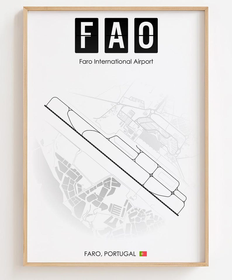 Faro International Airport Poster, Portugal Airport Print Minimalistic ...