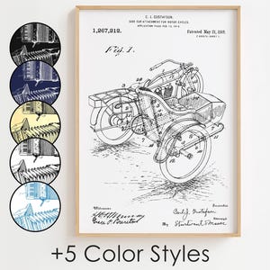 Sidecar Blueprint Poster, Sidecar Patent Wall Art Minimalistic, Gift ...