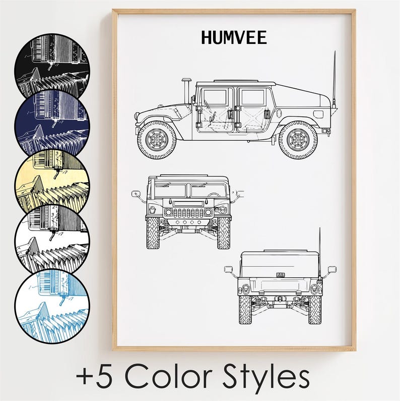 Humvee Blueprint Poster, Humvee Patent Wall Art Minimalistic, Gift ...