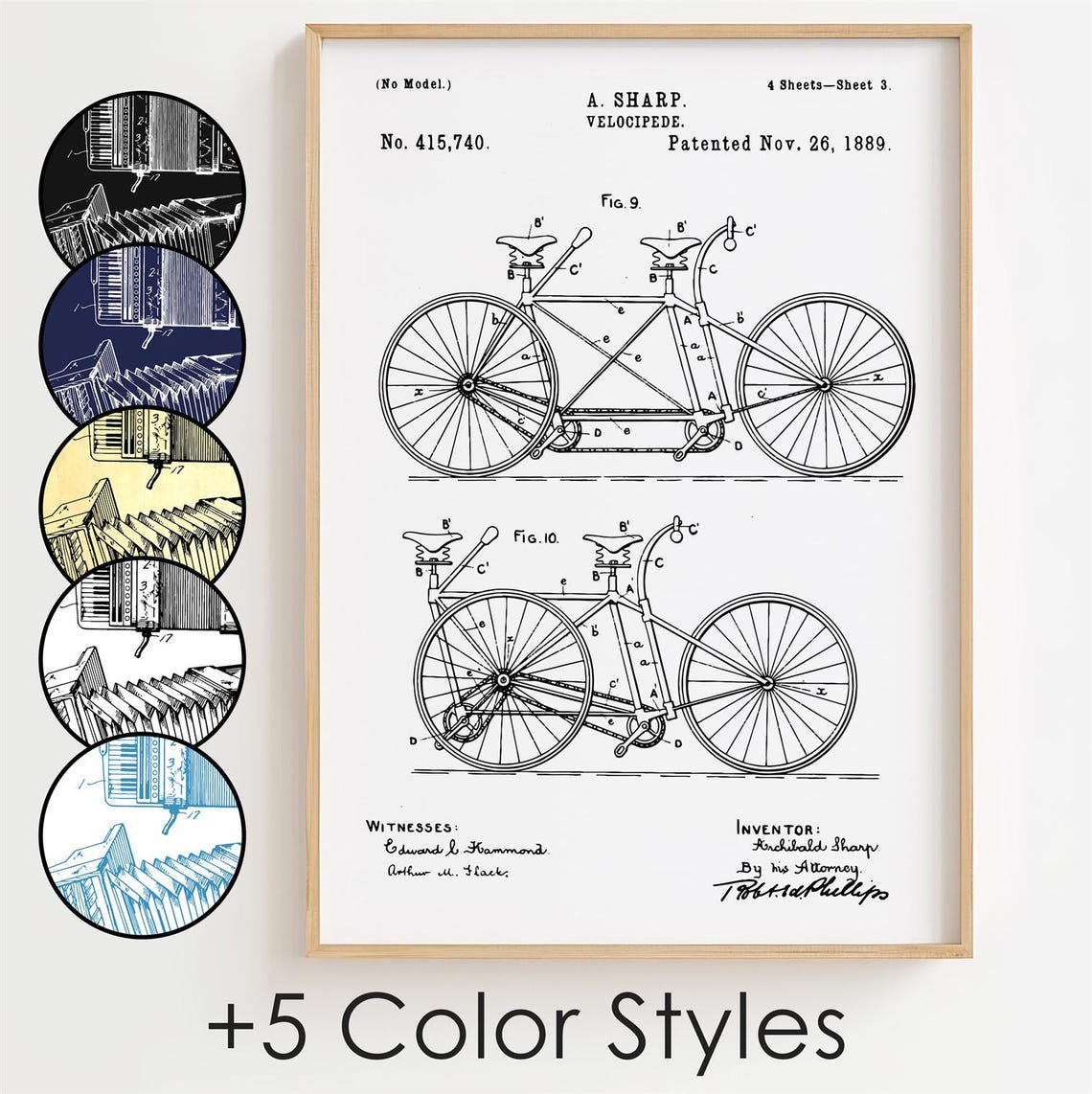 Velocipede Blueprint Poster, Velocipede Patent Wall Art Minimalistic ...