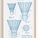 Badminton Shuttle Blueprint Poster, Badminton Shuttle Patent Wall Art ...