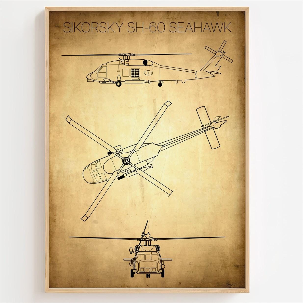 Sikorsky SH-60 Seahawk Blueprint Poster, Sikorsky SH-60 Seahawk Patent ...