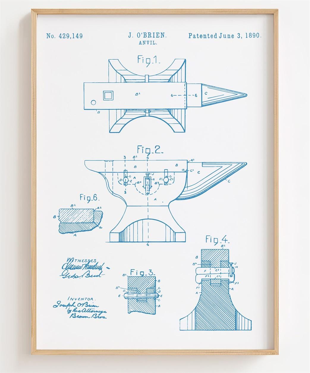 Anvil Blueprint Poster, Anvil Patent Wall Art Minimalistic, Gift Decor ...