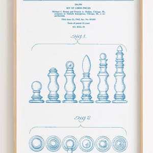 Chess Pieces Blueprint Poster, Chess Pieces Patent Wall Art ...