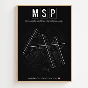 Minneapolis–saint Paul Airport Poster, USA Airport Print Minimalistic ...