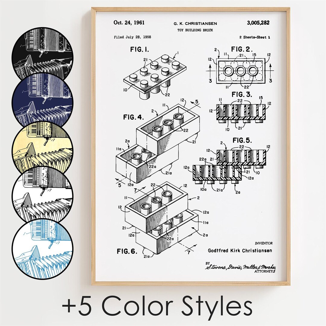 Building Blocks Blueprint Poster, Building Blocks Patent Wall Art ...