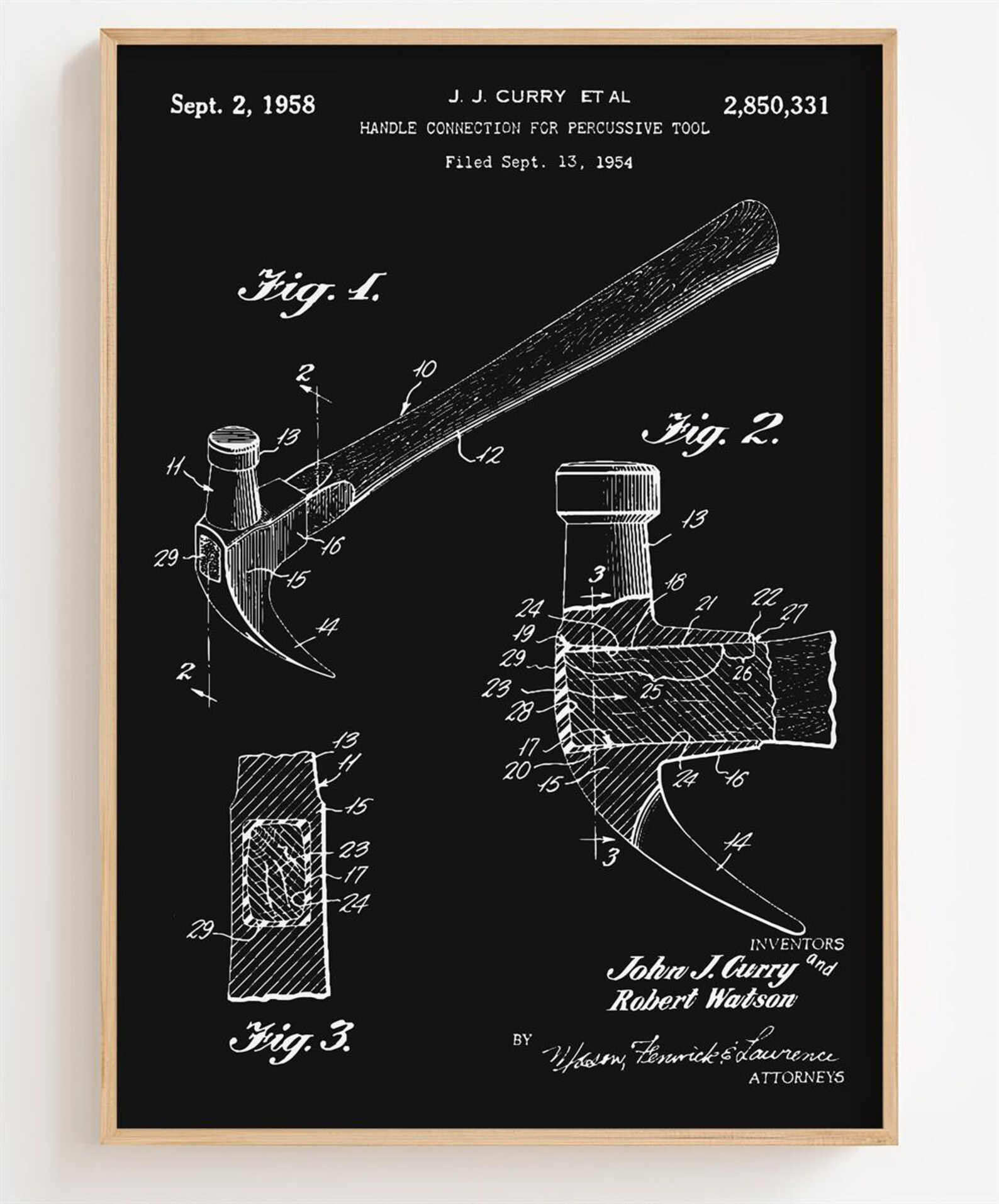 Hammer Blueprint Poster, Hammer Patent Wall Art Minimalistic, Gift ...