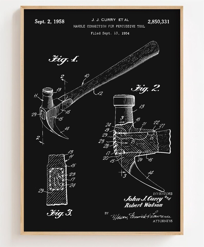 Hammer Blueprint Poster, Hammer Patent Wall Art Minimalistic, Gift ...