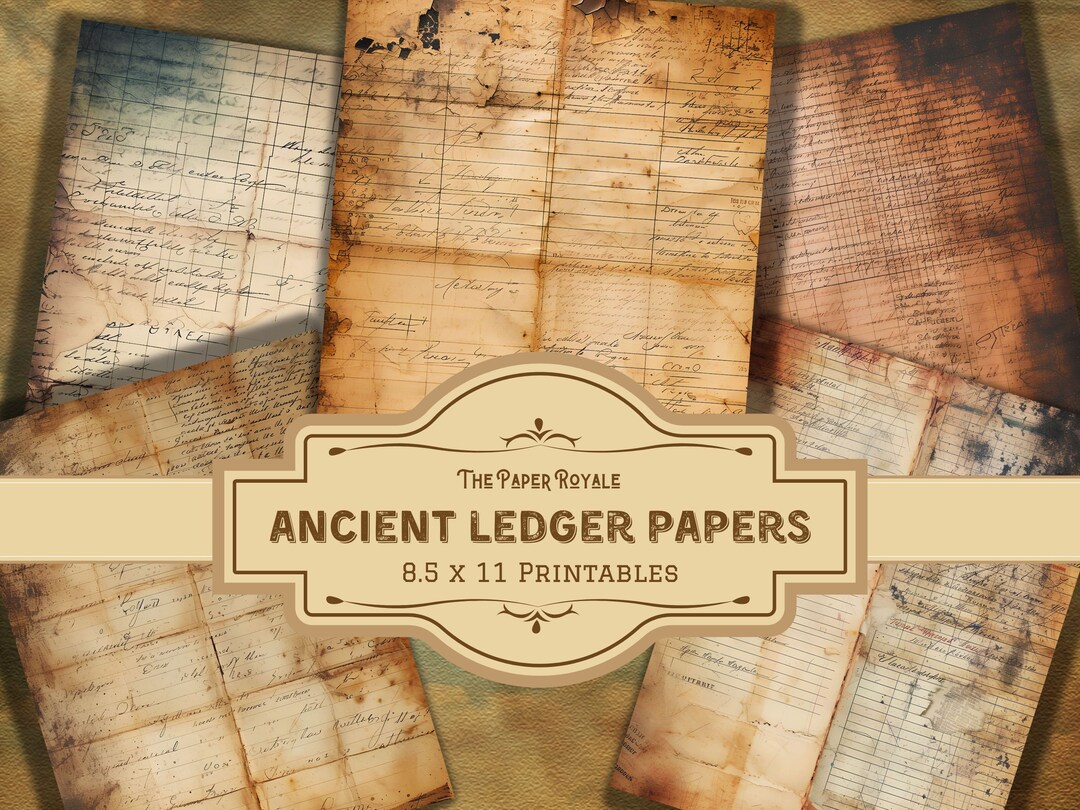 35 Ancient Ledger Papers, Junk Journal, 8.5x11, Printable, Historical ...