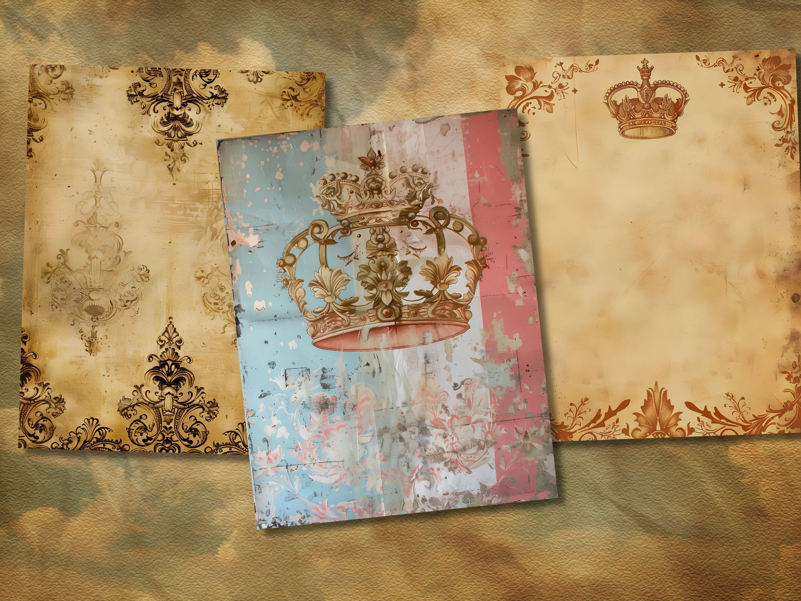 25 Vintage Royal Papers, 8.5x11 Inch, Printable, Royalty Themed ...