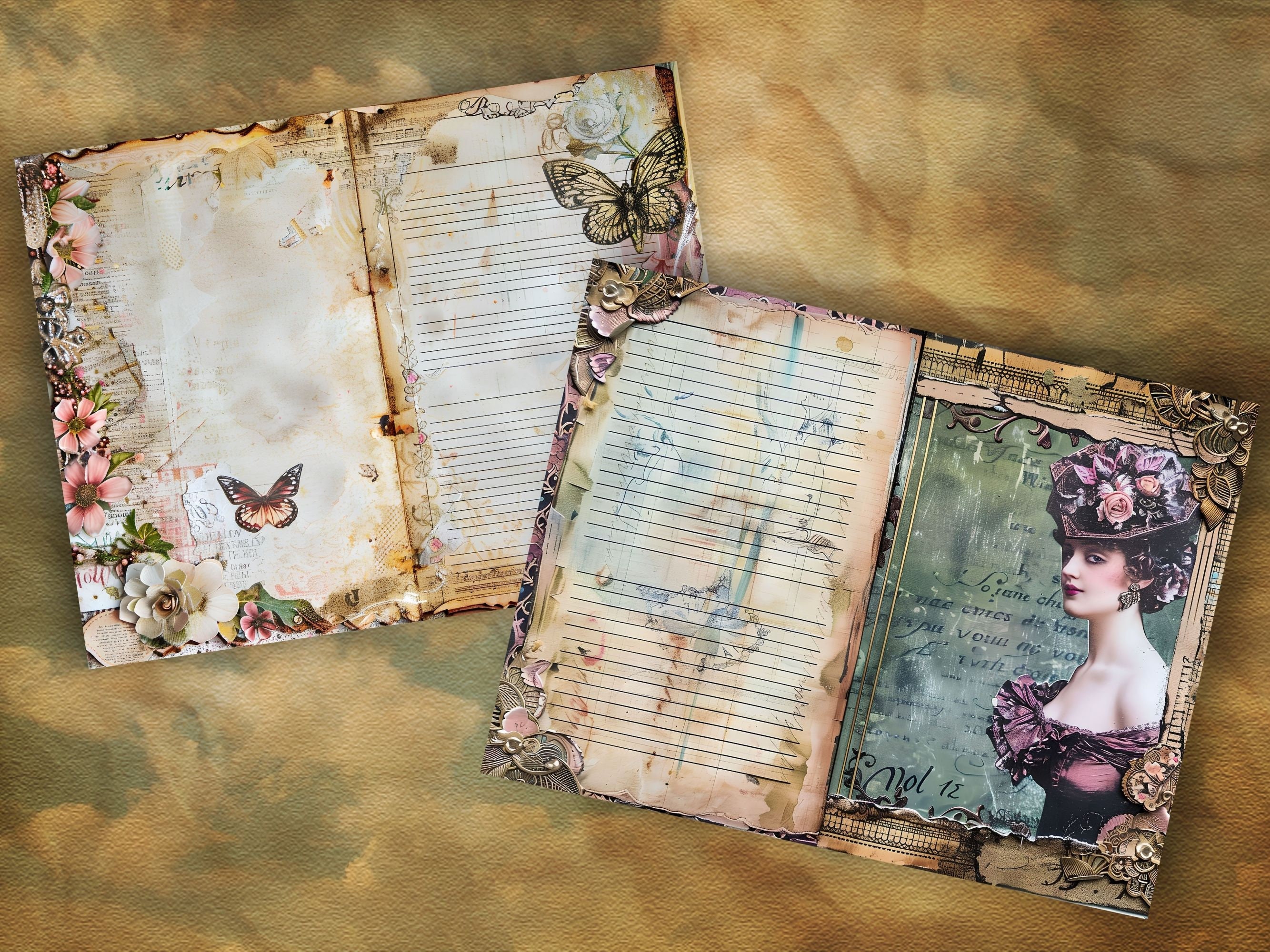 15 Victorian Era Doubles, Junk Journal Pages, 11x8.5 Inch, Printable ...