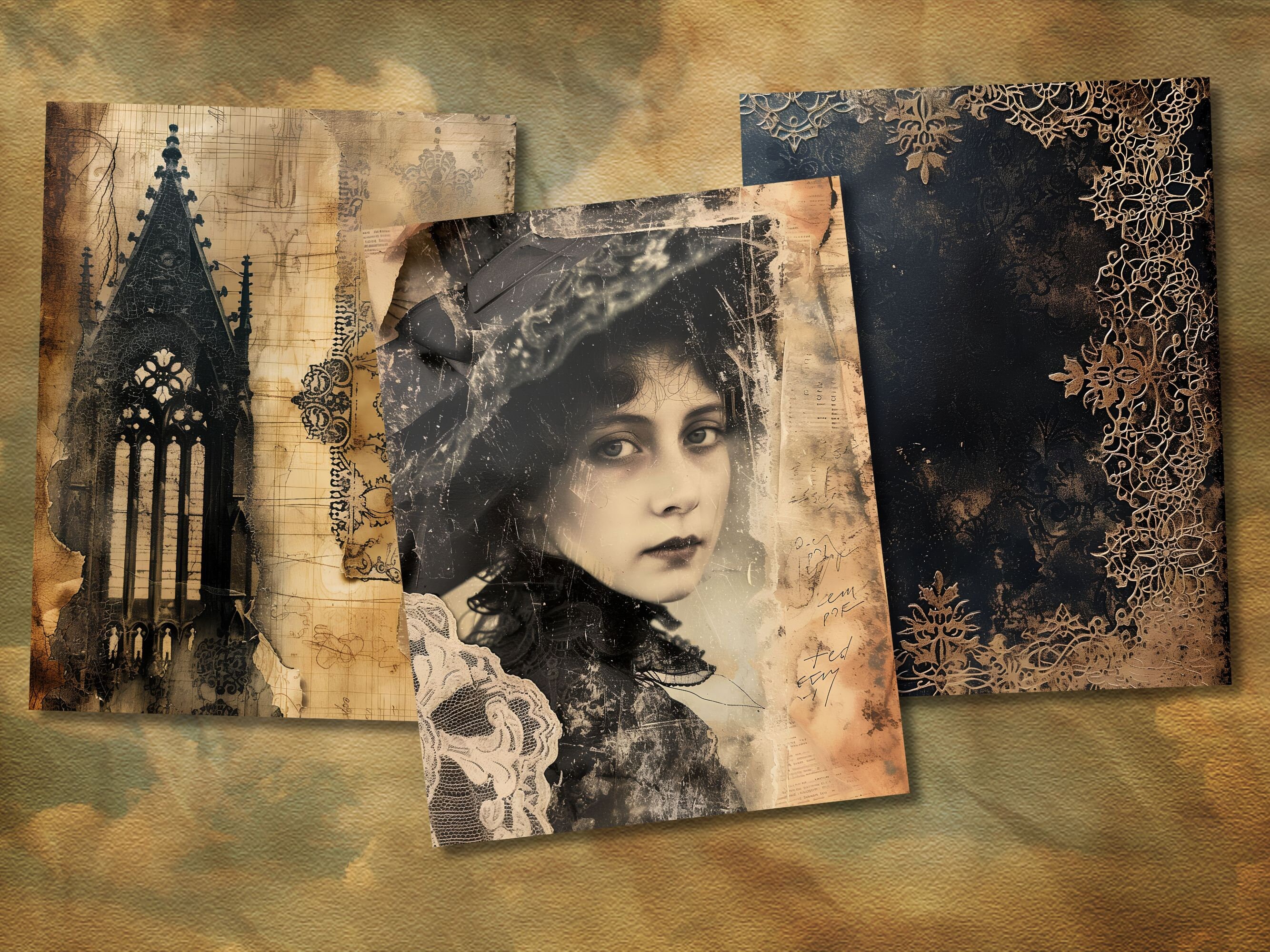 31 Vintage Gothic Papers, Junk Journal Pages, 8.5x11 Inch, Printable ...