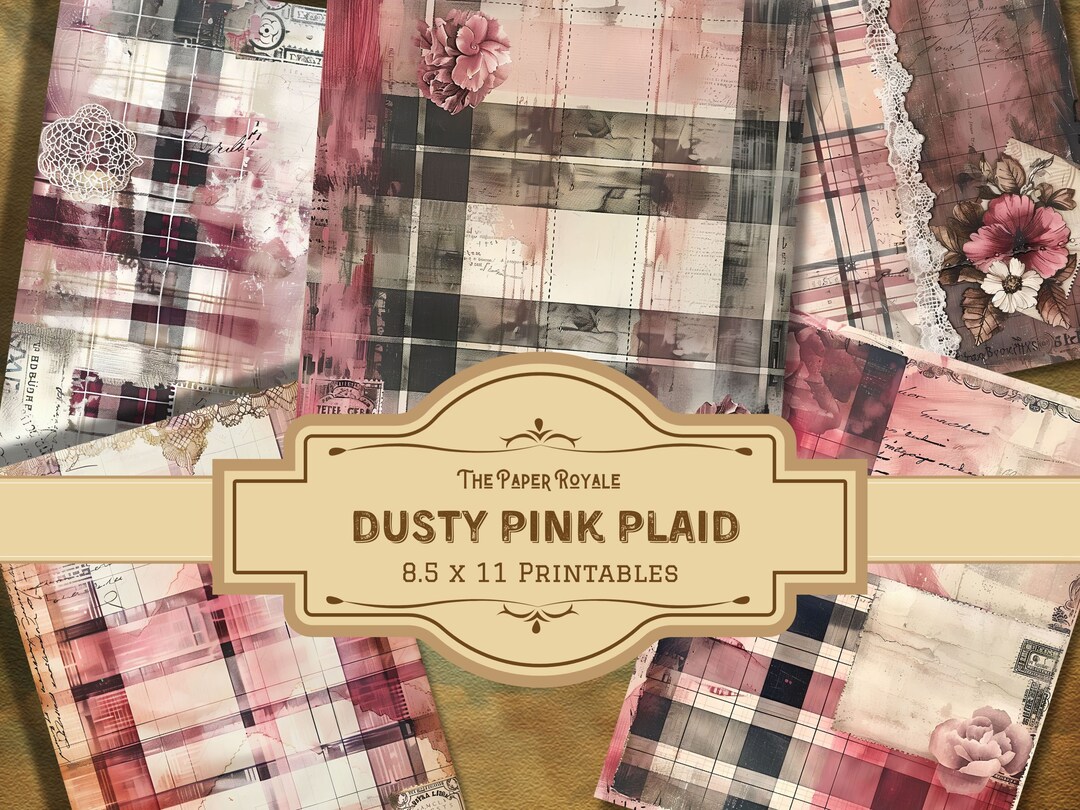 Dusty Pink Plaid Paper: Vintage Grunge Scrapbook (digital Download) - Etsy