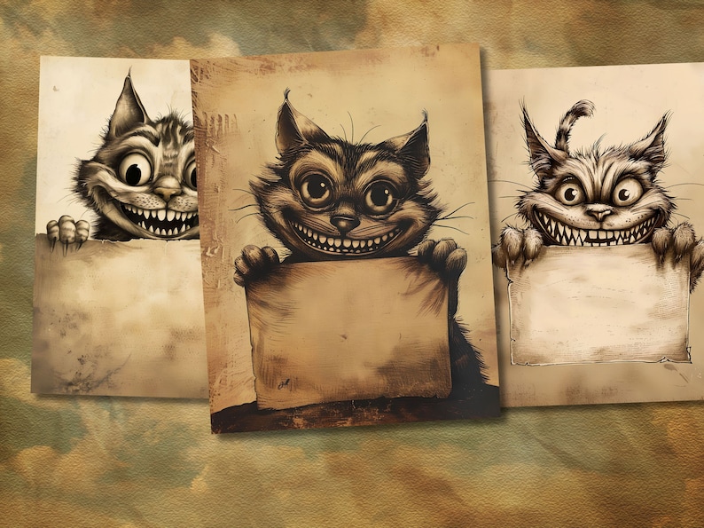 Cheshire Cat Printable Papers: Wonderland Scrapbook Pages (digital ...