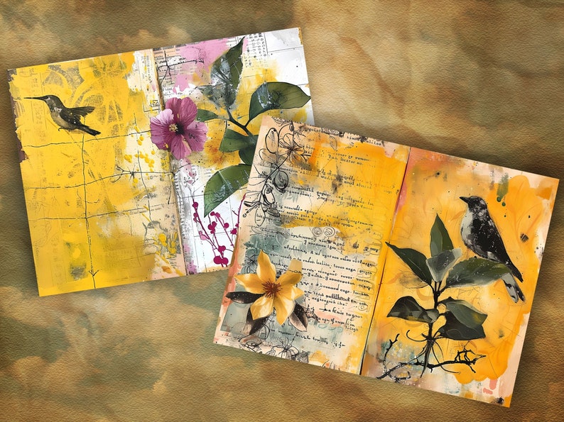 15 Spring Botanical Doubles, 11x8.5 Inch, Printable, Junk Journal ...