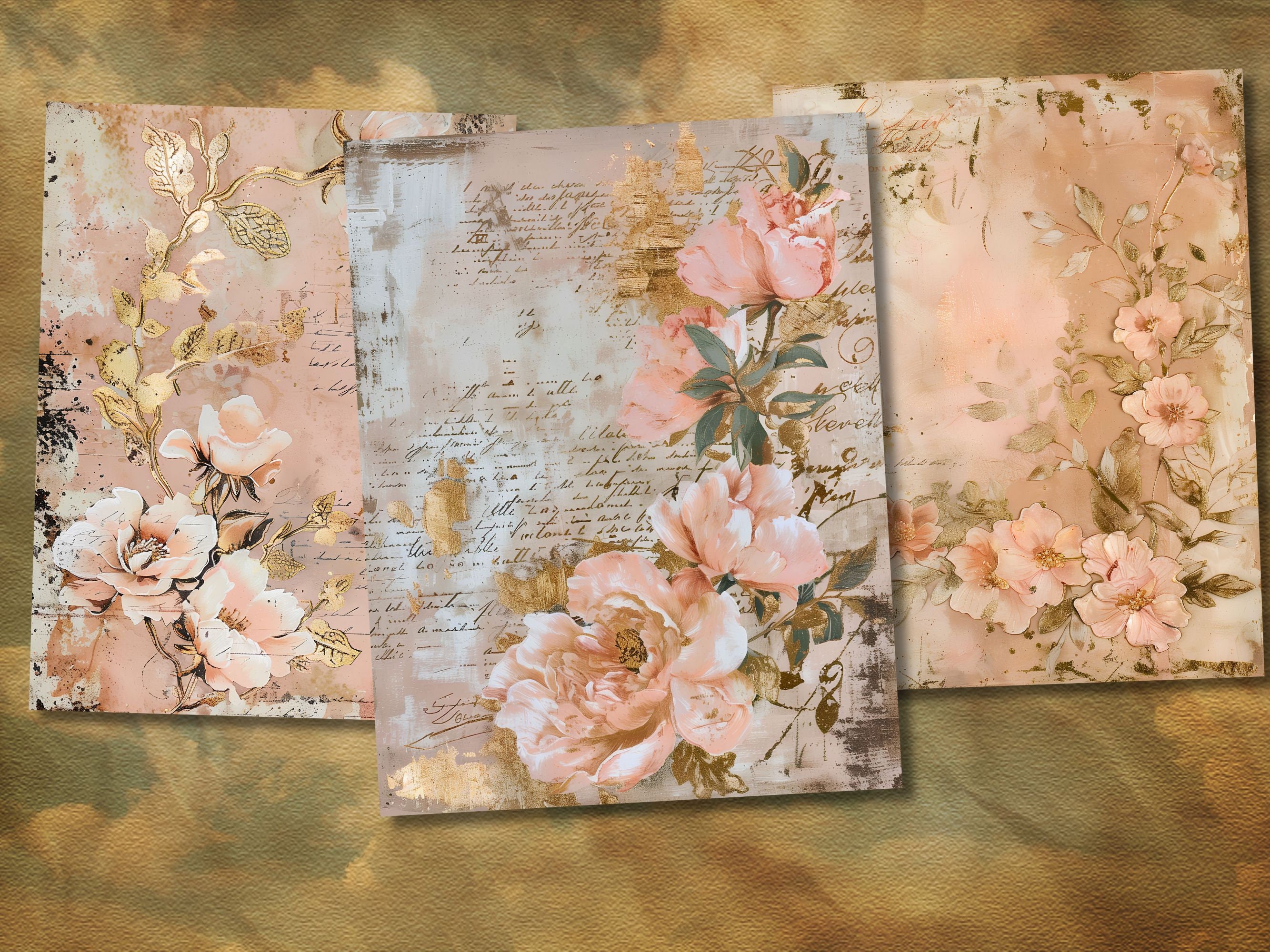 27 Vintage French Floral Papers, 8.5x11 Inch, Printable, Antique Flower ...