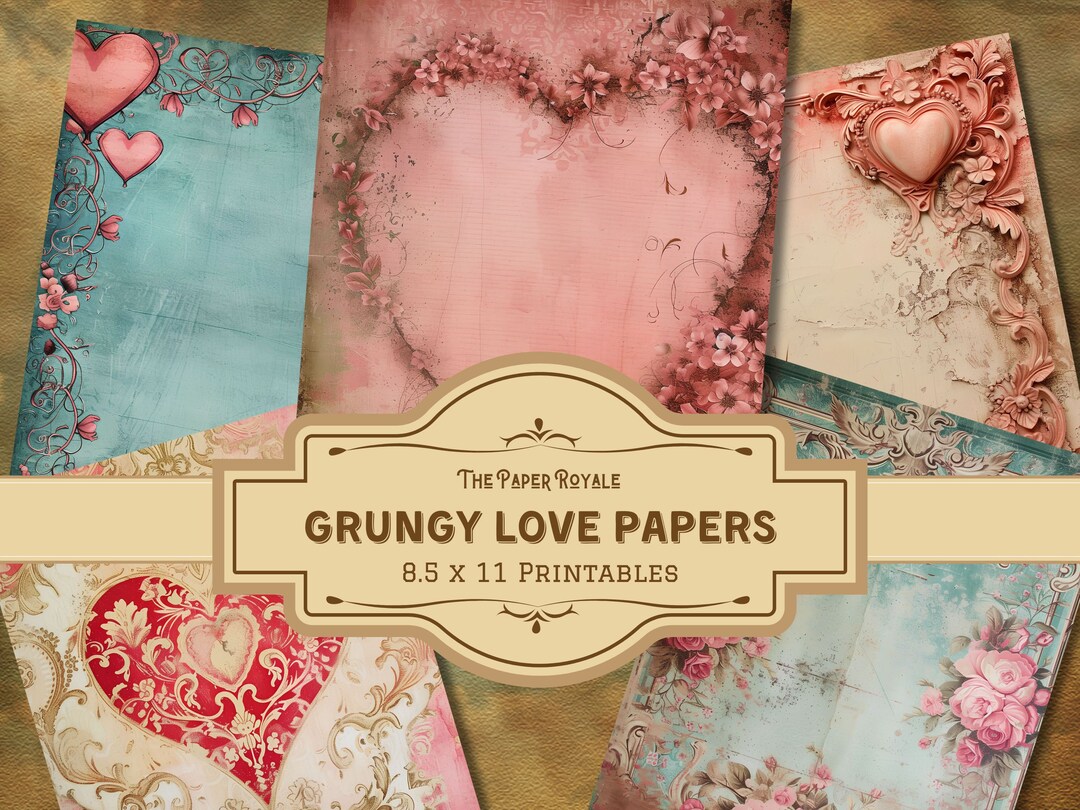 Grungy Love Junk Journal Papers: Valentine's Scrapbook Paper (printable ...