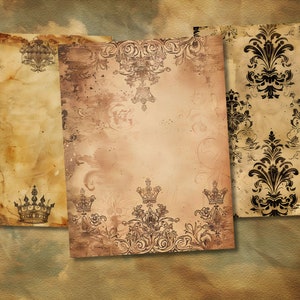 25 Vintage Royal Papers, 8.5x11 Inch, Printable, Royalty Themed ...