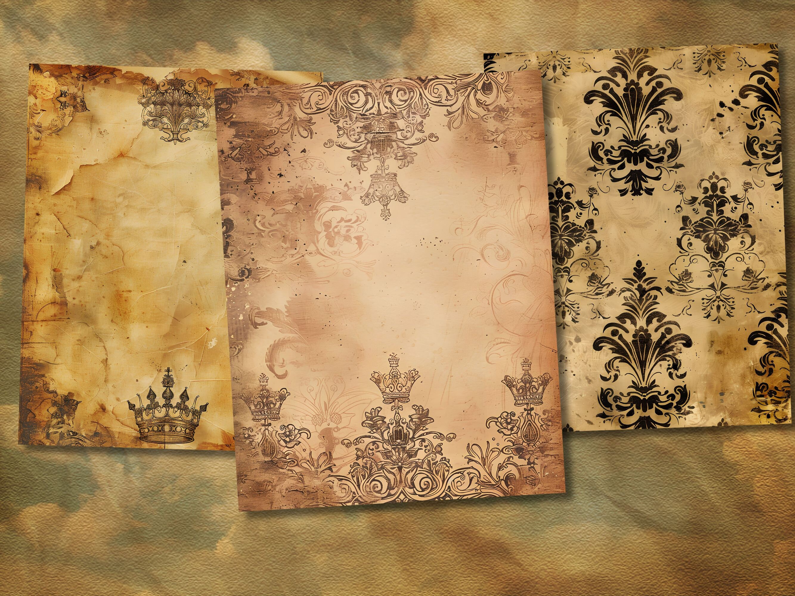25 Vintage Royal Papers, 8.5x11 Inch, Printable, Royalty Themed ...