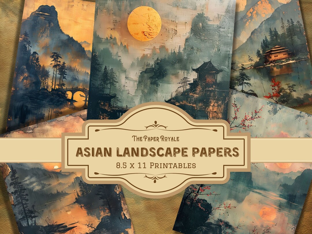 31 Asian Landscape Papers, 8.5x11 Inch, Printable, Traditional Scenery ...