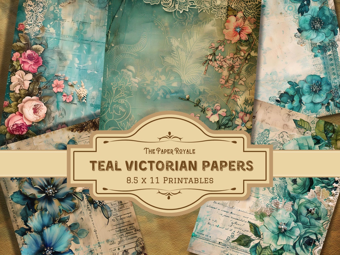 Teal Victorian Papers: Junk Journal Ephemera (digital Download) - Etsy