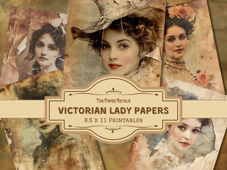 24 Victorian Lady Portrait Papers, Junk Journal Pages, 8.5x11 Inch ...
