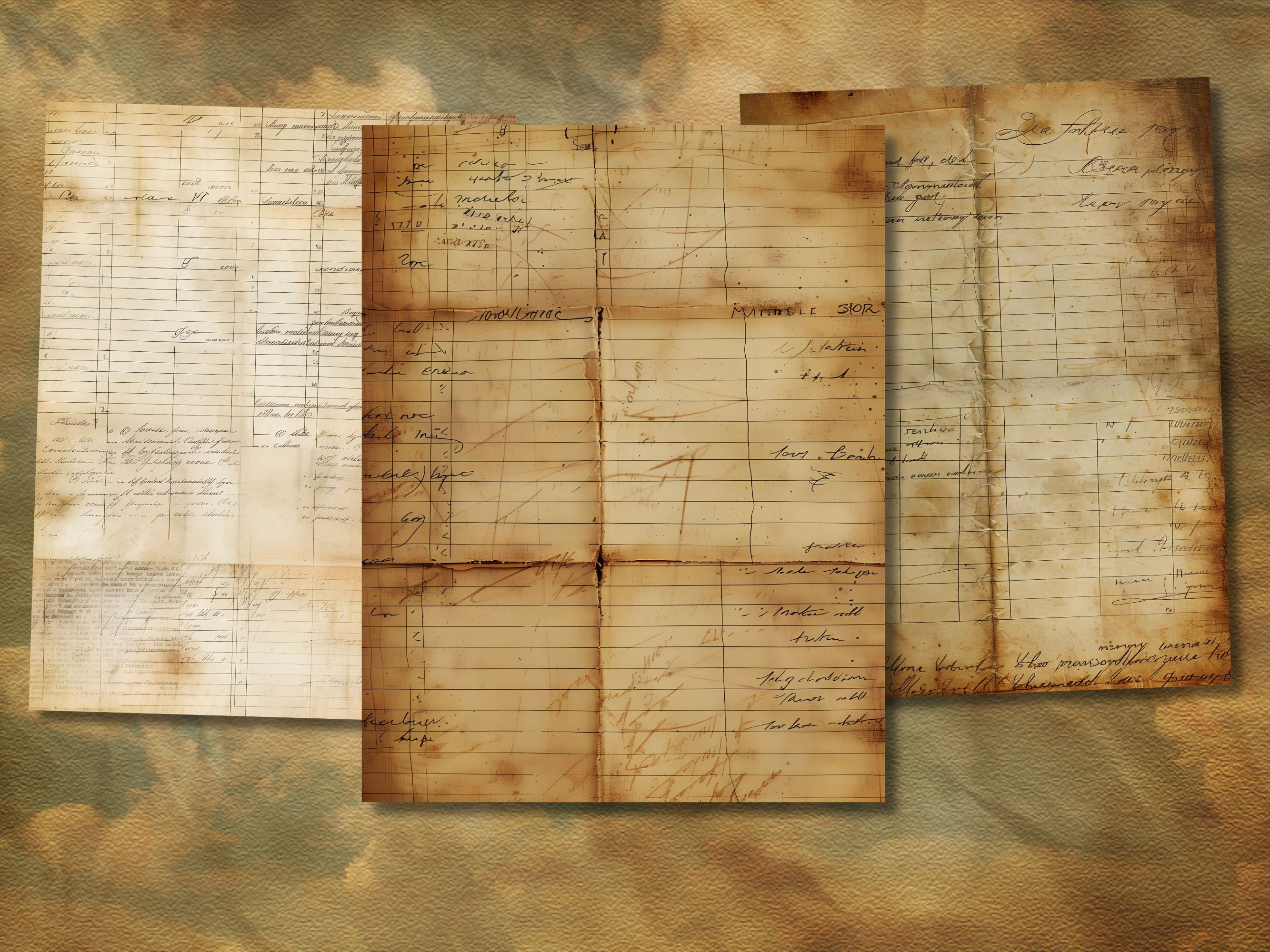 35 Ancient Ledger Papers, Junk Journal, 8.5x11, Printable, Historical ...
