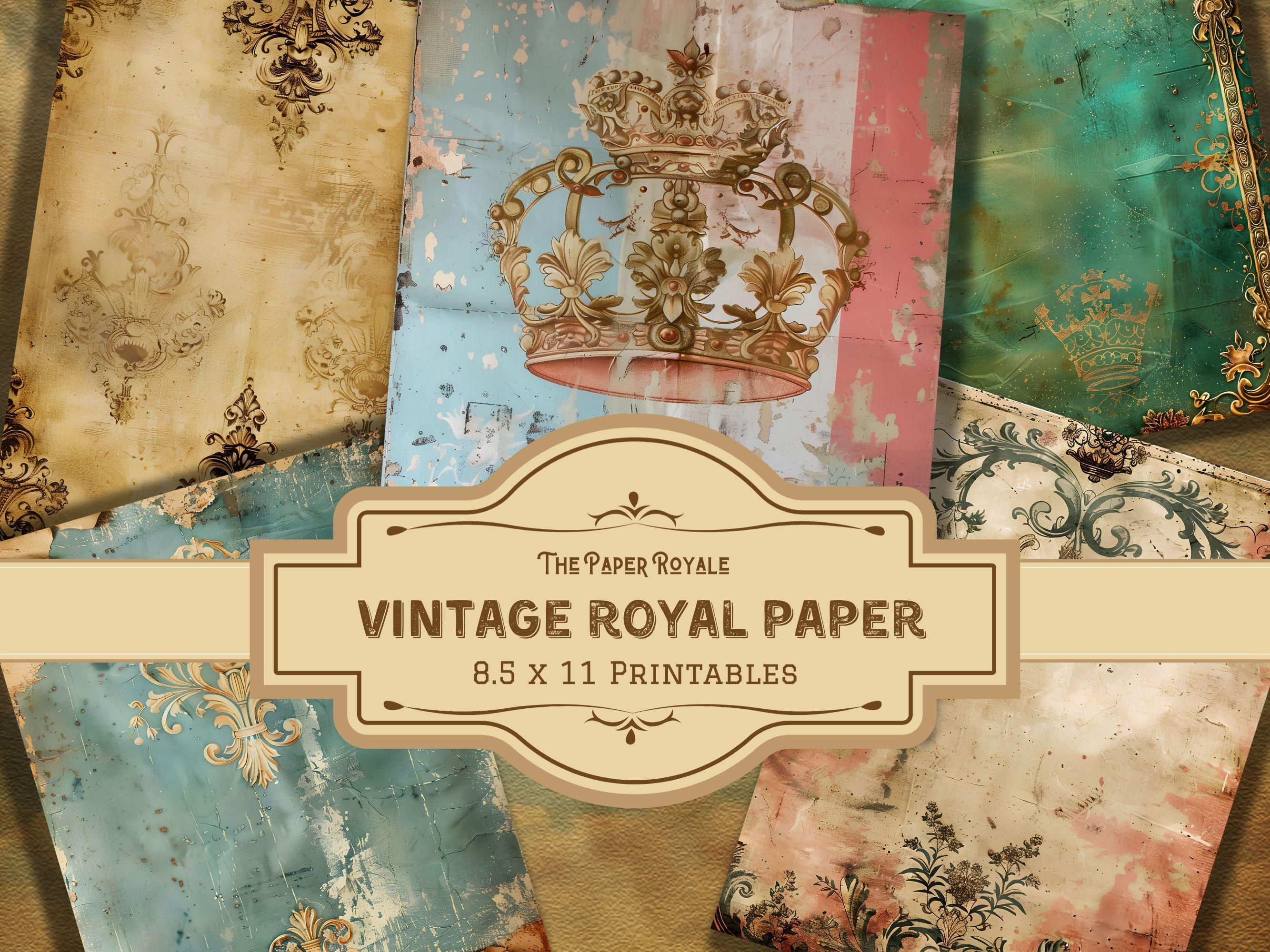 25 Vintage Royal Papers, 8.5x11 Inch, Printable, Royalty Themed ...