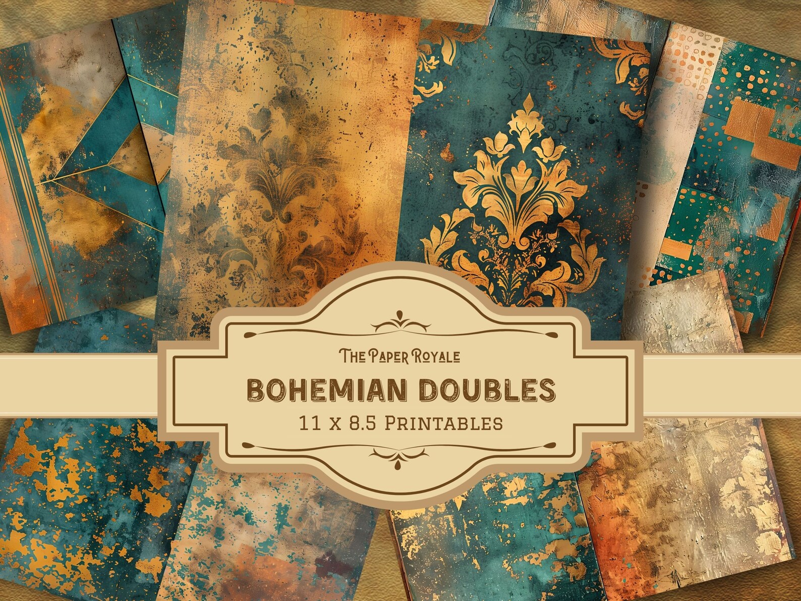 15 Bohemian Doubles, Boho Junk Journal Papers, 11x8.5 Inch, Printable ...