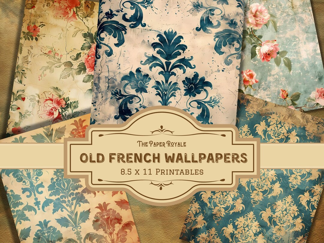 28 Old French Wallpapers, Junk Journal Pages, 8.5x11 Inch, Printable ...