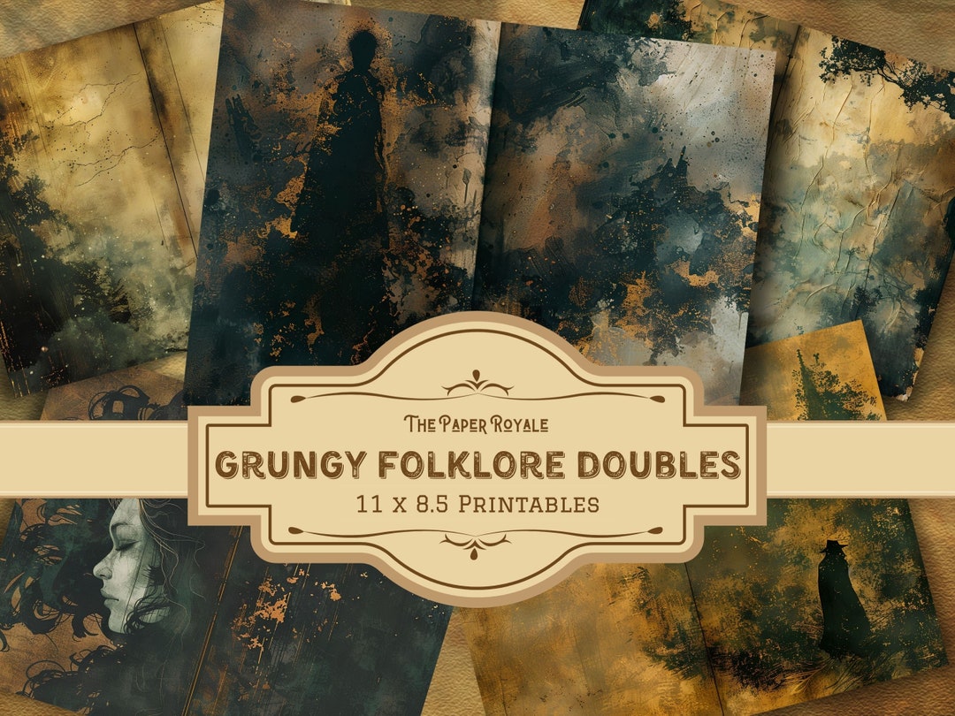 15 Grungy Folklore Doubles, Junk Journal Pages, 11x8.5 Inch, Printable ...