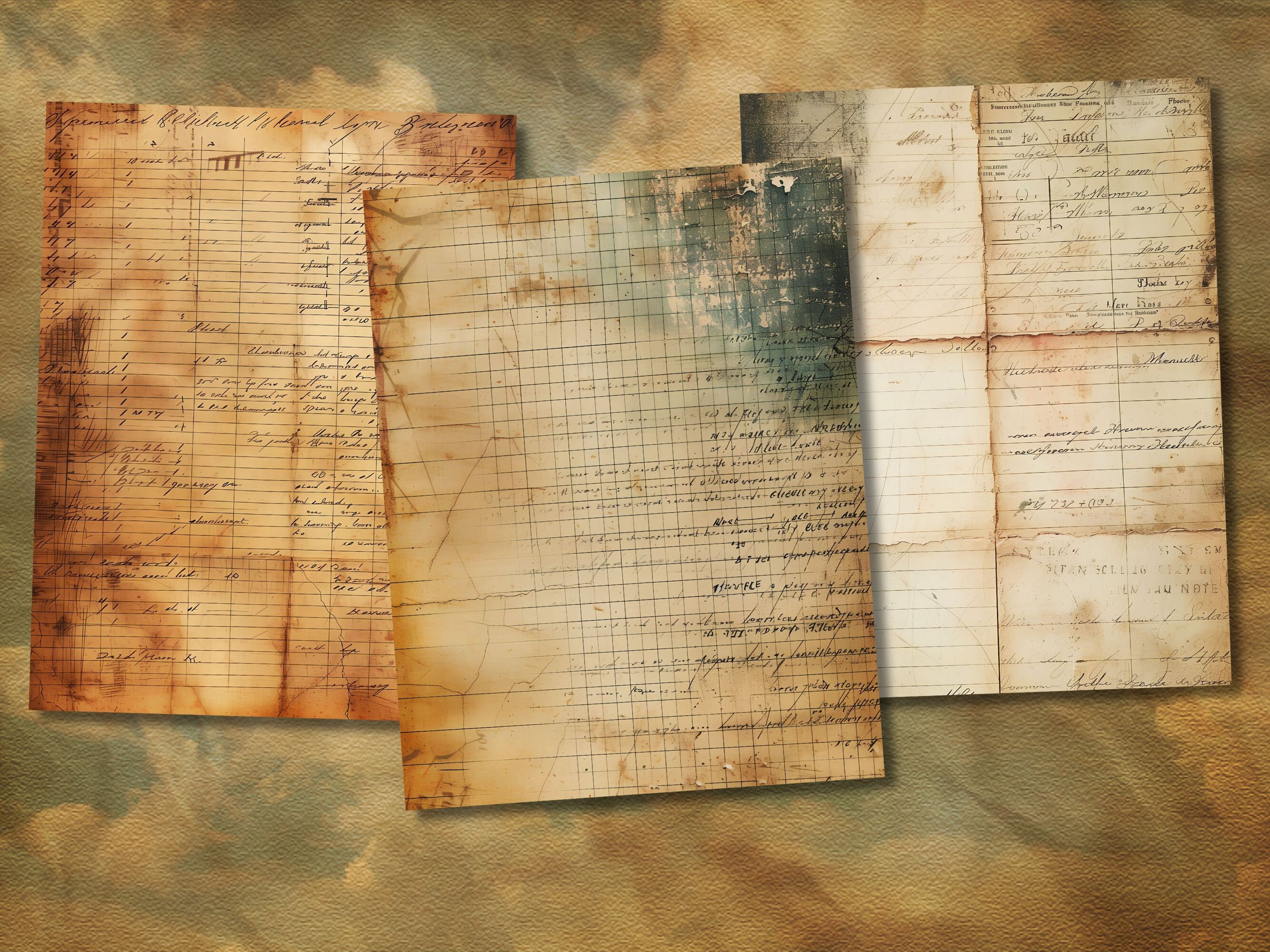 35 Ancient Ledger Papers, Junk Journal, 8.5x11, Printable, Historical ...