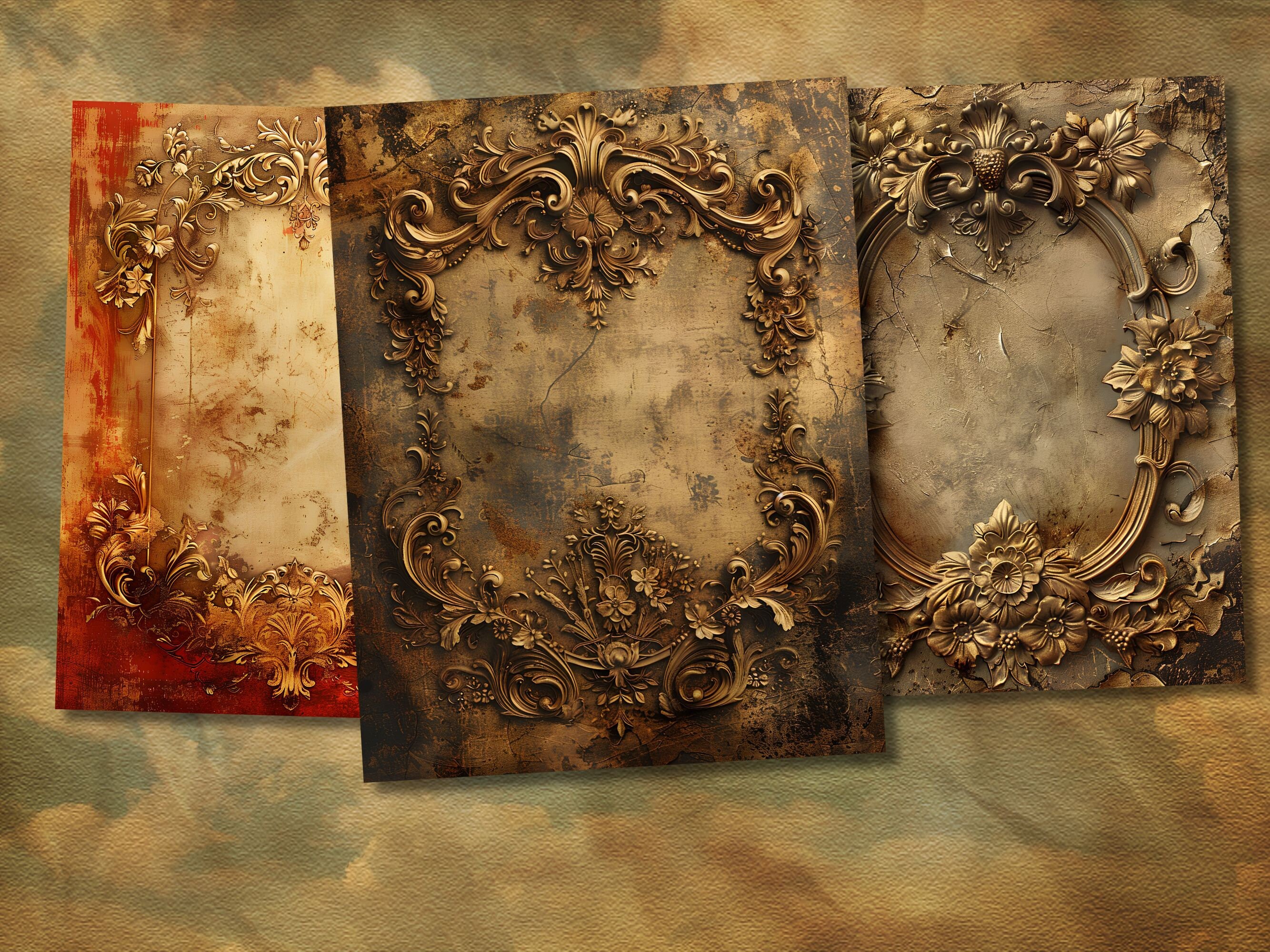 30 Gold Rococo Frames, 8.5x11 Inch, Printable, Ornate Decorative ...