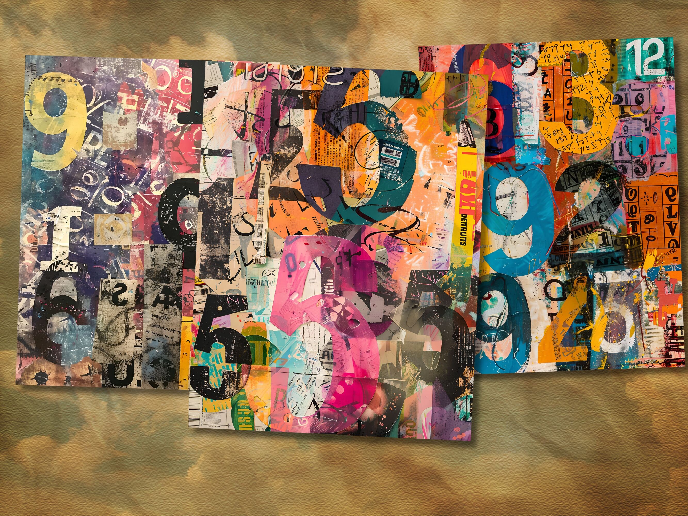 21 Grungy Numbers Papers, 8.5x11 Inch, Printable, Vintage Numeric ...